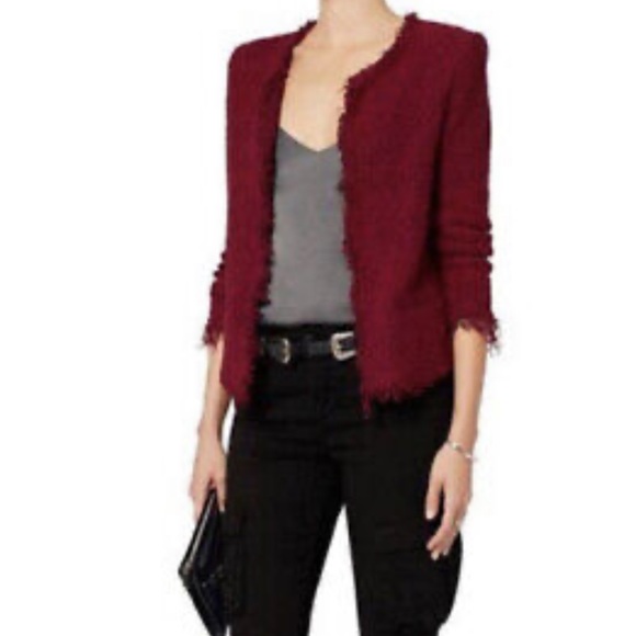 IRO | Jackets & Coats | Iro Azurespe Red Fringe Tweed Open Jacket ...